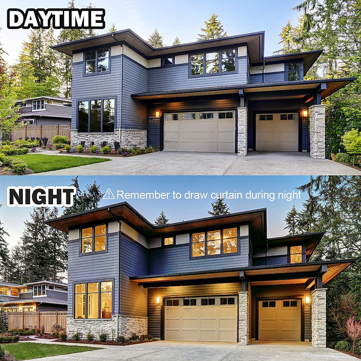 WPCTEV Window Film One Way Mirror Film Daytime Privacy Static Non-Adhesive Decorative Heat Control Anti UV Window Tint for Home and Office Black Silver 6 Mil 17.5 Inch x 6.5 Feet