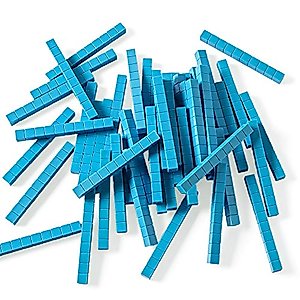hand2mind Blue Plastic Base Ten Blocks Rods Set, Place Value Blocks, Counting Cubes for Kids Math, Base Ten Blocks Classroom Set, Math Blocks Kindergarten, Base 10 Math Manipulatives (Set of 50)