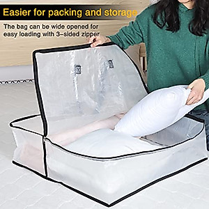 Fixwal 6 Pack Extra-Large Clear Storage Bags for Christmas Decoration, Moving Supplies, Wreath Storage Container, Clothes Storage Bags with Backpack Straps Strong Handles and Zippers