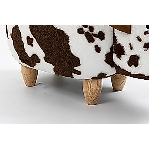 Home 2 Office Cow Ottoman for Kids' Bedroom, Playroom, Nursery, and Living Room, Animal Ottoman with Storage, Footstool for Kids, Brown Cow Print