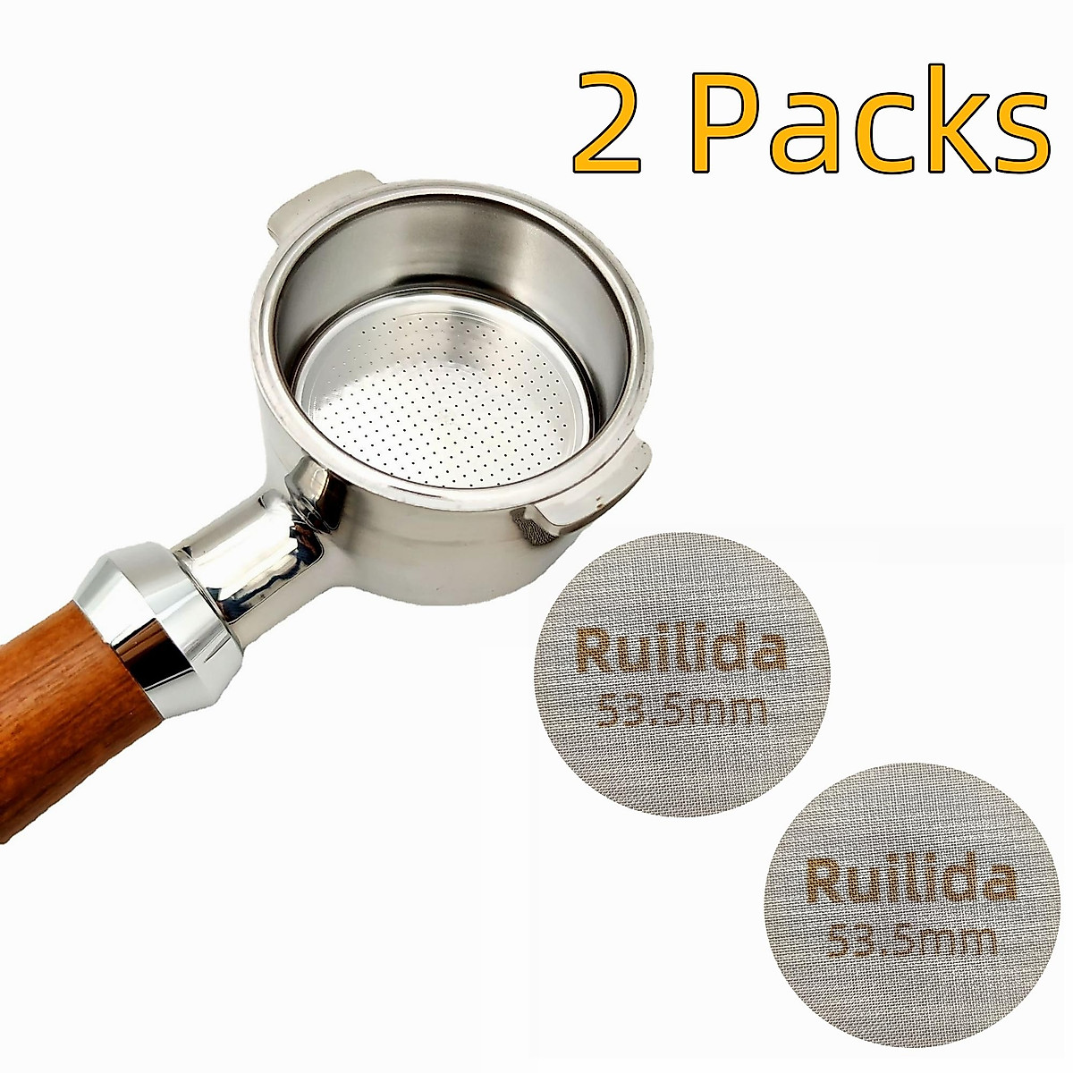 Ruilida 2 Packs Espresso Puck Screen 53.5mm, Reusable 1.7mm Thickness 150μm 316 Stainless Steel Professional Barista Coffee Filter Mesh Plate for Espresso Portafilter Filter Basket 53.3-54mm breville
