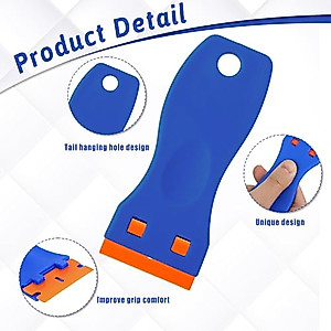 Plastic Scraper Portable Cleaning Scraper Replacement Window Scraper Scraper Tool with 10 Pcs Scraper Blades and 3 Pcs Double-Head Non Scratch Scraper for Sticker Labels Decals Cleaning