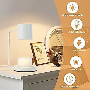 Candle Warmer Lamp with Dimmer,Electric Candle Lamp Warmer with Timer,1H/2H/4H Dimmable Candle Lamp,Wax Melt Warmer for Scented Wax with 2 Bulbs,Home Decor and Gift for Mother(White)