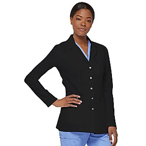 Dickies Xtreme Stretch 28" Stretch Womens Snap Front Lab Coat 82400, M, Black