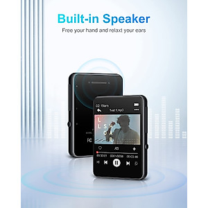 64GB Mp3 Player with Bluetooth, Full Touch 2.4 Screen MP3 and MP4 Player Built-in HD Speaker, FM Radio, Voice Recorder, Mini Design Sports Music Player Support Expansion (128GB) Black