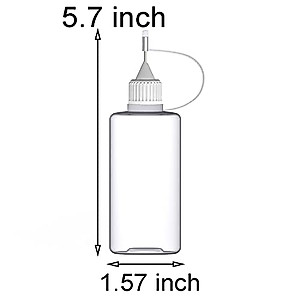 WANBAO 6 Pcs 4 Ounce Needle Tip Glue Bottle Tip Applicator Bottle with 2 Funnel, for Glue, Liquid, Oil, DIY Crafts Etc, Multicolor Lids.