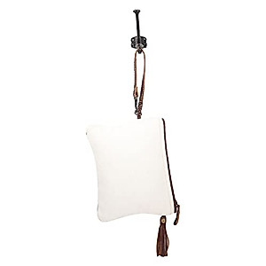 Myra Bag Creamy Petal Upcycled Canvas & Leather Pouch Wristlet Bag S-1613