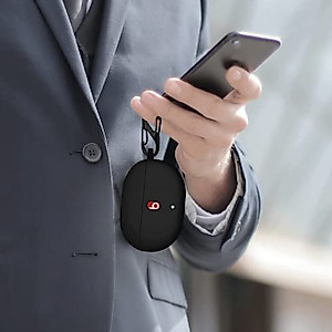 MOLOVA Silicone Case for 2021 New Beats Studio Buds, Anti-Lost Shockproof Protective Cover with Keychain Easy Carrying Replacement Case with Carabiner（Black）