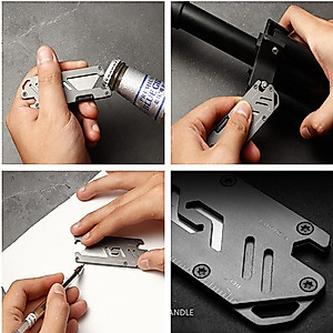 KUNSON Stainless Steel Keychain Utility Knife, Portable Pocket Retractable Box Cutter for Cartons, Cardboard and Boxes, Office and Home EDC Use Extra 5 Blades Included, Grey