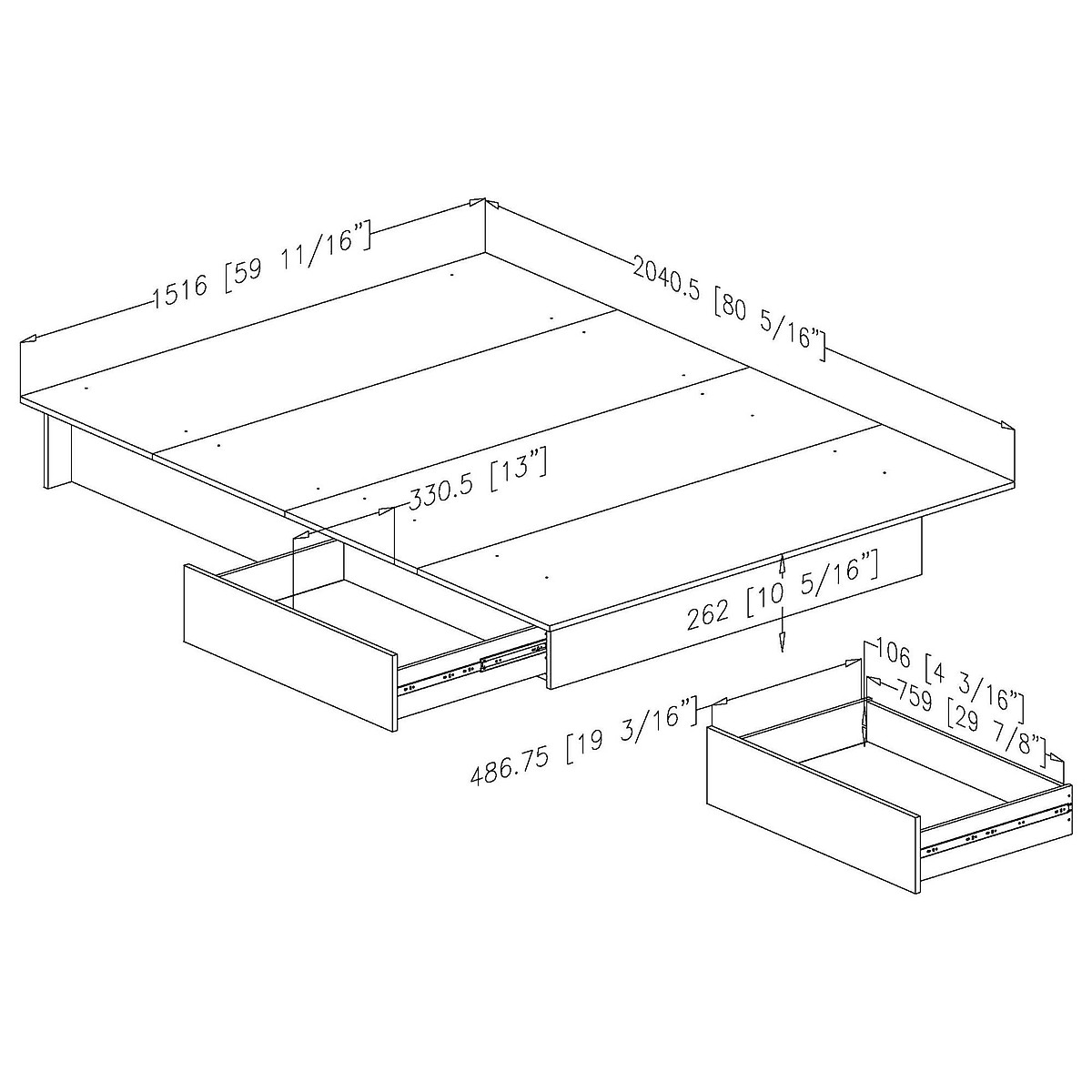 South Shore Step One Platform Bed Pure Black, Contemporary