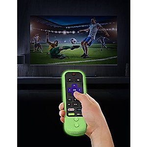 Silicone Remote Case for Roku Ultra 2017/2018(4661) Remote Control Protective Cover for Roku Ultra 4661R with Power Button Remote Anti-Slip Anti-Lost with Hand Strap (Glow in Dark Green)
