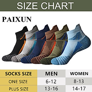 PAIXUN Socks For Men And Women No Show Athletic Running Ankle Compression Socks 100% Cotton Workout Low Cut Crew Socks