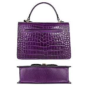 PIJUSHI Designer Crocodile Leather Handbags for Women Crossbody Satchel Bag with Butterfly(66296 Purple)