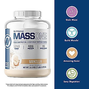 Massone Mass Gainer Protein Powder by NutraOne – Gain Weight Protein Meal Replacement (Gourmet Chocolate - 7 lbs.)
