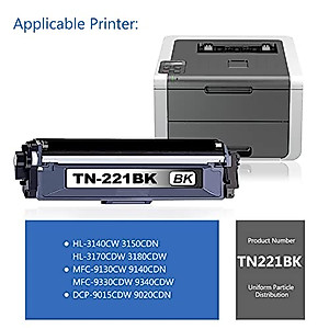 EDH Compatible TN221BK TN-221BK Toner Cartridge Replacement for Brother High Yield Compatible with DCP-9015CDW 9020CDN HL-3140CW 3170CDW 3180CDW MFC-9130CW 9140CDN 9330CDW Printer (1 Pack,Black)