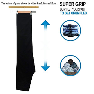 ELONG HOME Wooden Pants Hangers 12Packs, Skirt Hangers with Adjustable Clips, Non Slip Wood Clothes Hangers with Clips, Space Saving Hangers for Pants Skirts Trousers Slacks Jeans