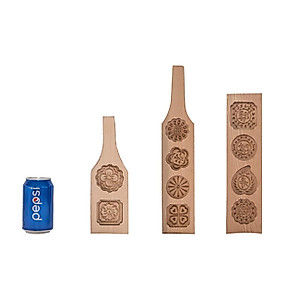 K JINGKELAI MoonCake Mold Chinese Traditional Mid-autumn Festival Moon Cake Mold 4 Flowers Wooden Handmade Baking Mold for Muffin Mooncake Cookie Biscuit Chocolate Pumpkin Pie