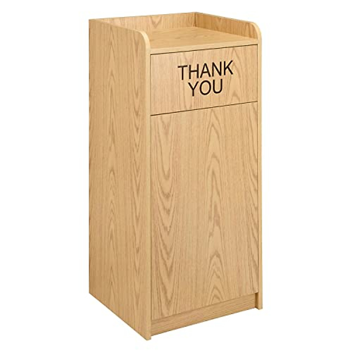 Global Industrial Wooden Waste Receptacle with Tray Top, 36 Gallon, Oak