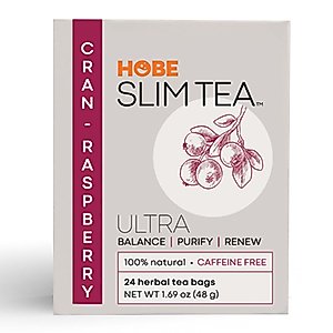 Hobe Labs Cran-Raspberry Tea - Natural Herbal Infusion for Body Balance and Refreshment - Caffeine-Free (24 Tea Bags)
