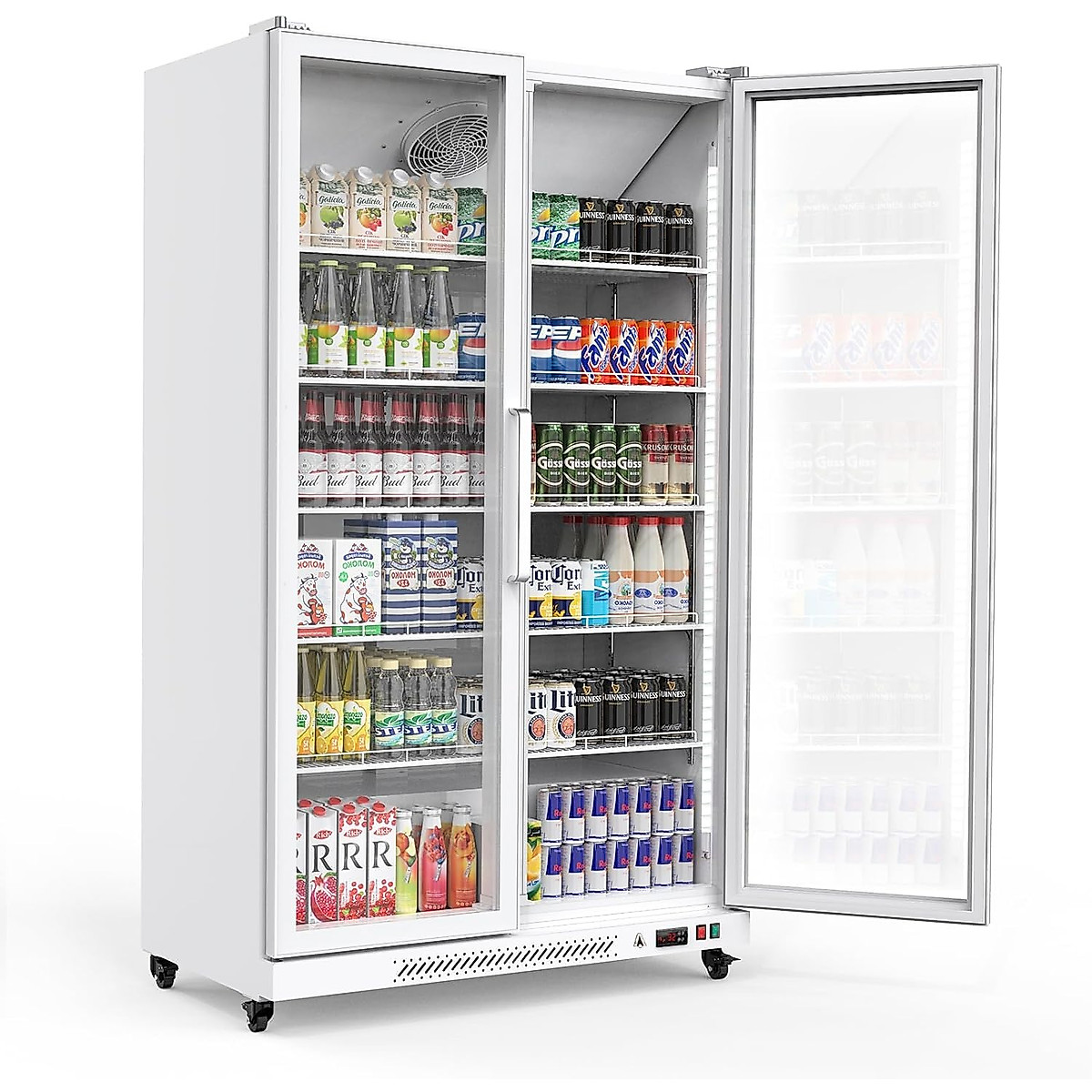 ExploreHorizon Double Door Merchandiser Refrigerator Commercial Display Beverage Fridge