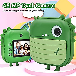 Instant Print Camera for Kids, Zero Ink Kids Camera with Print Paper,Selfie Video Digital Camera with HD 1080P 2.4 Inch Color Screen,3-14 Years Old Children Toy Learning Camera for Birthday, Christmas