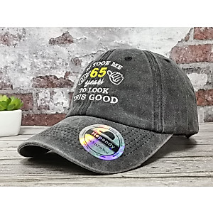 Hepandy It Took Me 65 Years to Look This So Good Hat, Funny Adjustable Embroidery 65th Birthday Baseball Cap Washed Dad Hat