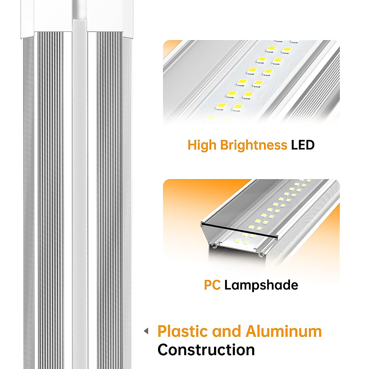 ONLYLUX LED Shop Light 4FT 60W, 5000K Daylight White 9000LM, Linkable Ceiling Light for Garage, 48" T8 LED Tube Light, Hight Output,Pack of 10