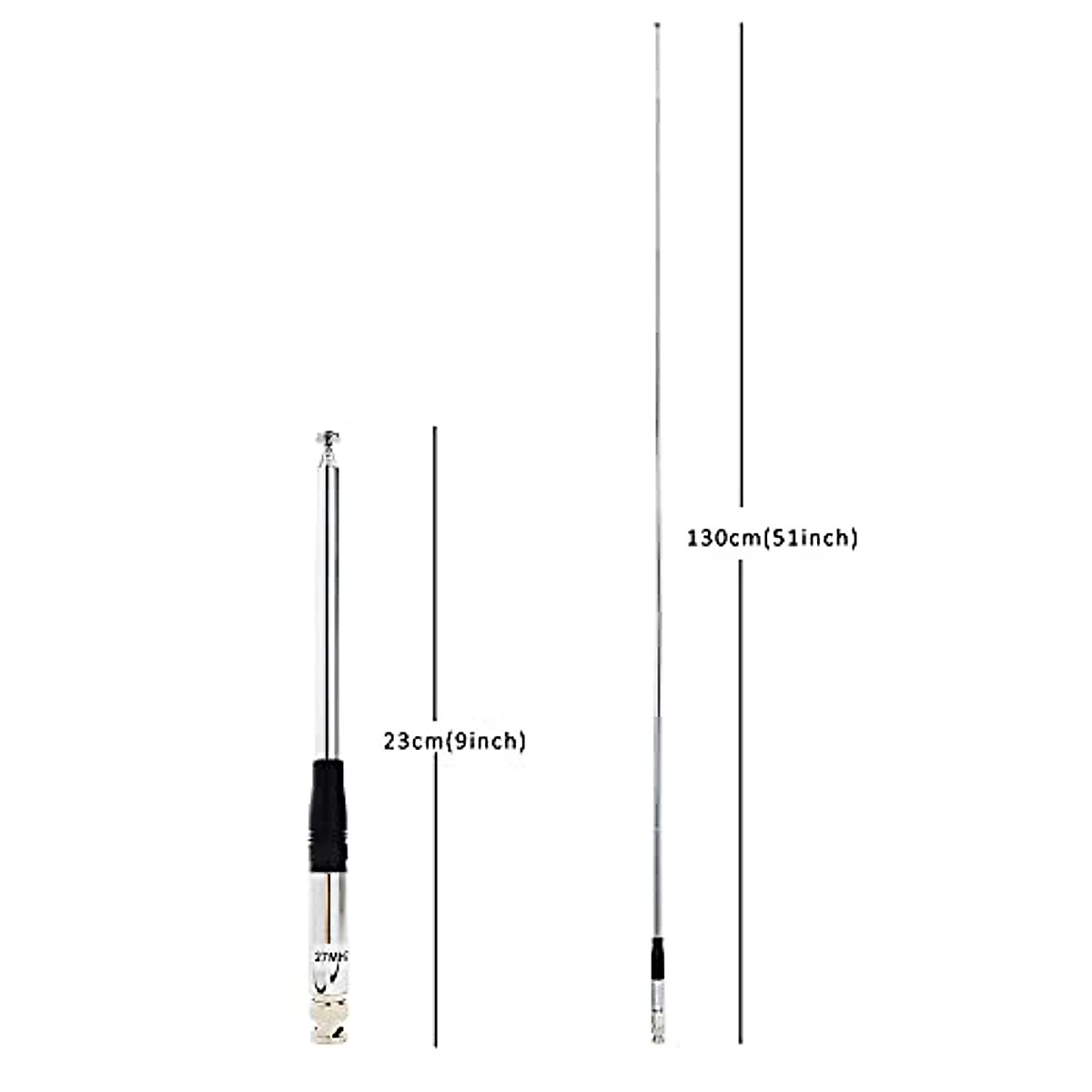 HYS 27Mhz Antenna 9-Inch to 51-inch Telescopic/Rod HT Antennas for CB Handheld/Portable Radio with BNC Connector Compatible with Cobra Midland Uniden Anytone CB Radio