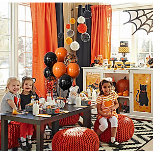 Halloween Balloons Black and Orange Balloons, 50Pcs Orange and Black Halloween Latex Balloons12 Inch Black Orange Confetti Balloons for Halloween, Birthday, Graduation, Black Orange Party Decorations