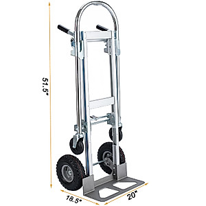 SmarketBuy 2 in 1 Hand Truck 800 LBS Weight Capacity Heavy Duty Convertible Hand Truck Durable Aluminum and Steel Construction 4 Wheels Hand Truck Dolly