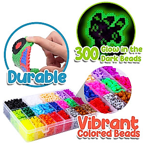 GoodyKing 5500 pcs+ Arts and Crafts Fuse Beads Kit for Kids with Instruction - 5mm Pixel Art Melty Plastic Beads Set with 111 Patterns, 21 Assorted Colors Plus - School Teens Kids Age 4 5 6 7 8 and up