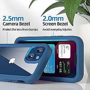 WXR for iPhone 13 Mini case/iPhone 12 Mini case,Soft Silicone Bumper & Crystal Clear Hard PC Back and Hard PC Inner,3in1 Heavy Dropproof Case for iPhone 13 Mini/iPhone 12 Mini 5.4 inch. (Blue)
