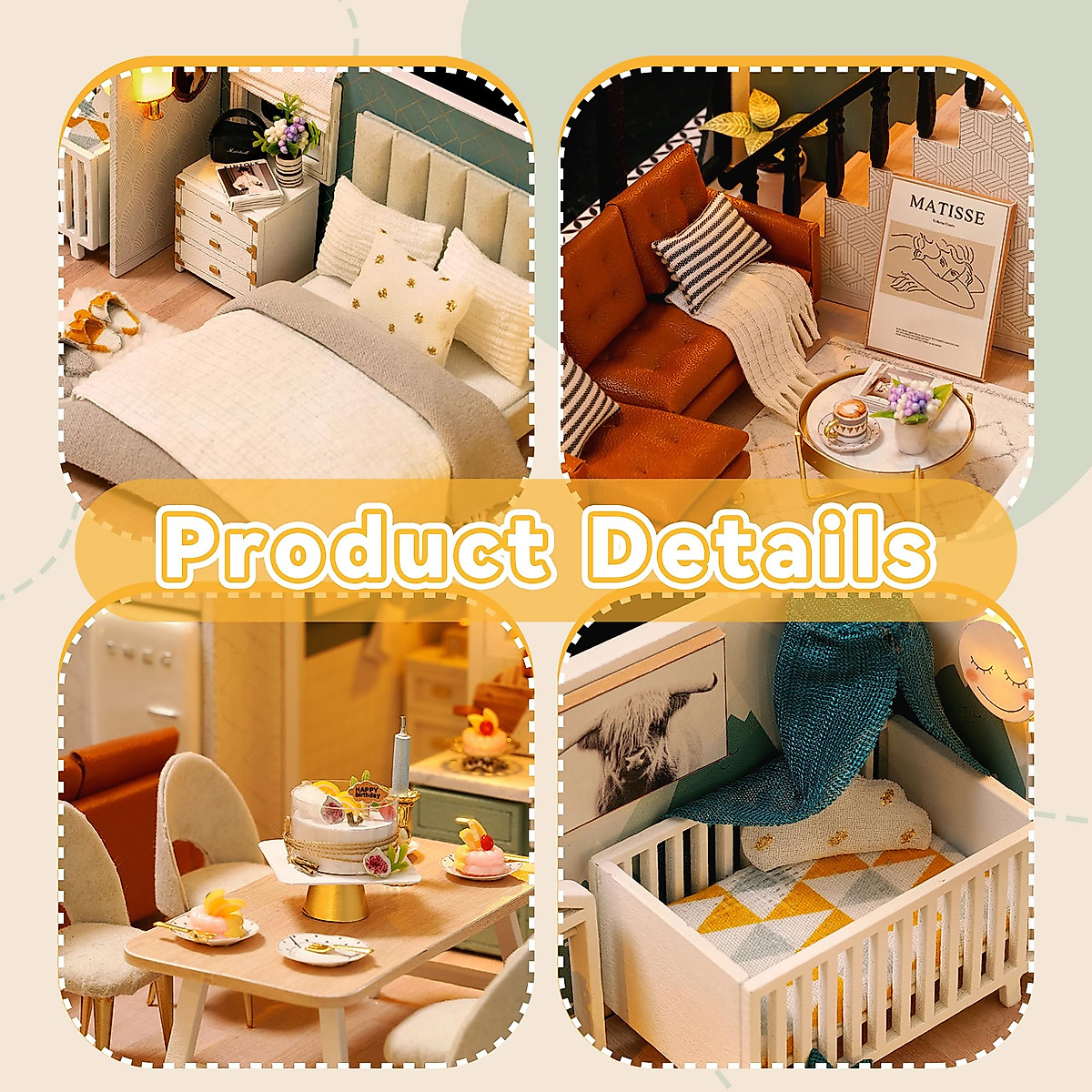 Flever Dollhouse Miniature DIY House Kit Creative Room with Loft Apartment Scene for Romantic Artwork Gift (Comfortable Life)