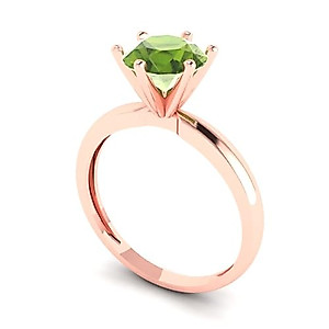 Clara Pucci 1.50 ct Round Cut Solitaire Natural Peridot Engagement Wedding Bridal Promise Anniversary Ring in 18K rose Gold Size 8.25