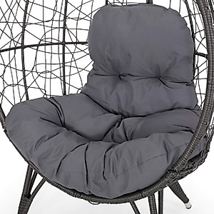 GDFStudio Valerie Outdoor Wicker Swing Chair with Cushion, Gray and Dark Gray