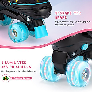 Kids Roller Skates for Girls and Boys, 4 Sizes Adjustable Roller Skates with 8 Light Up Wheels, Fun Illuminating Toddler Rollerskates for Kids Youth Beginner, Patines para Niñas Niños(3-6, Blue)