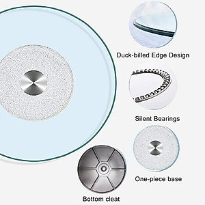 ZQKJLH Lazy Susan Tempered Glass Heavy Duty Turntable Round Dining Table Swivel Large Tabletop Serving Plate Transparent Rotating Tray with Silent Bearing Centerpieces ( Battery *1 : Ø 50cm/20in )