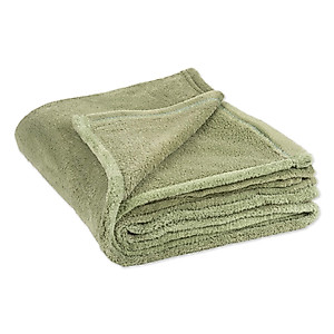 DII Reversible Plush Fleece Blanket Sets, Great for Home, Travel and Camping, Blanket/Pillow Set, Capulet Olive 2 Piece