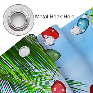 Christmas Shower Curtain, Bright Tropical Christmas Beach Red Flamingo Shower Curtain, Funny Xmas Holiday Shower Curtain, Vintage Merry Christmas Shower Curtain for Bathroom with 12PCS Hooks, 70X70IN