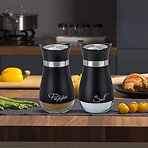 Refillable Salt and Pepper Shakers Set, (Crazystorey) Glass Spice Shakers Seasoning Container with Air-Tight Stainless Steel Lid Kitchen Essential for Home Cooking Camping BBQ, Set of 2