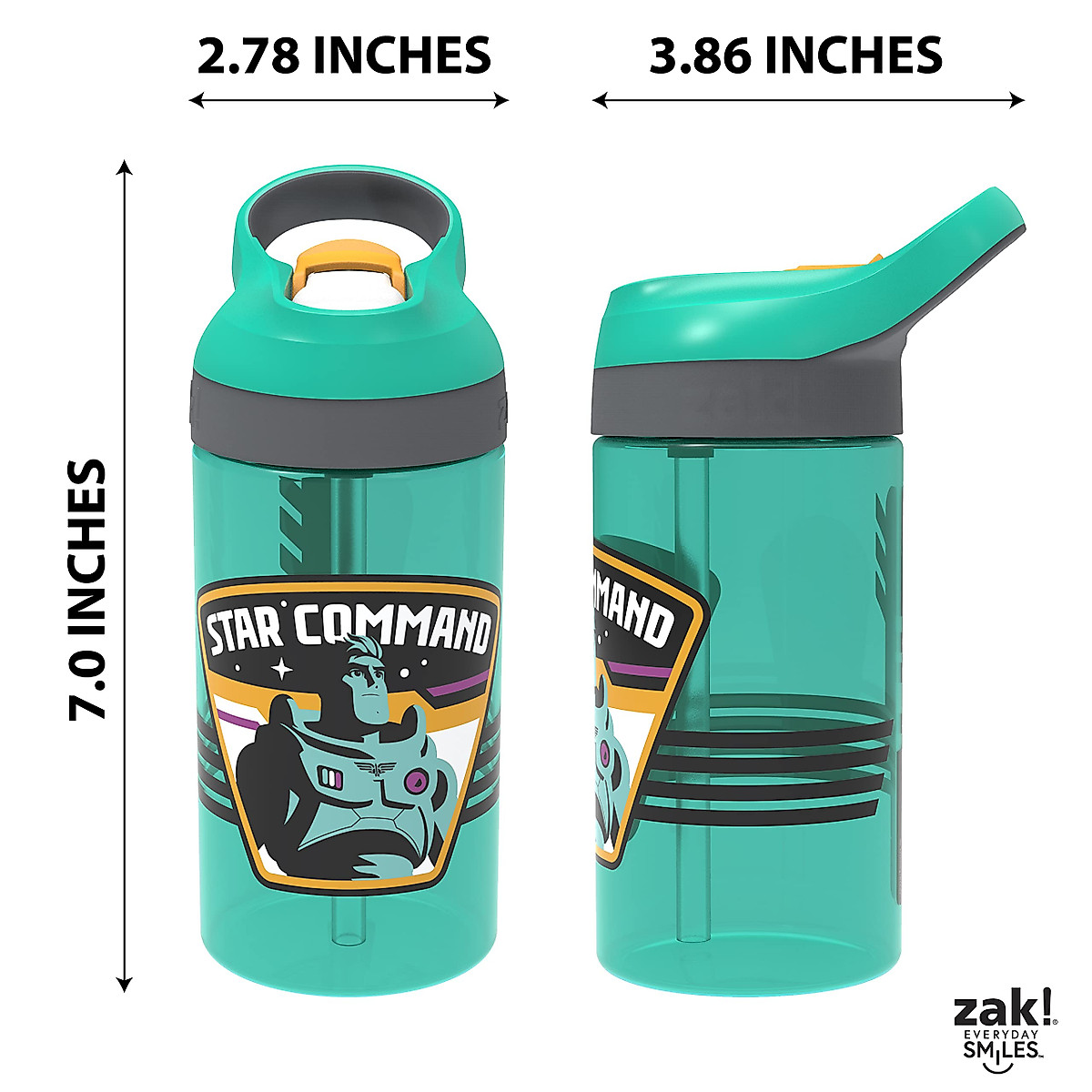 zak! Disney and Pixar Lightyear - 5-Piece Dinnerware Set - Durable Plastic & Stainless Steel - Includes Water Bottle, 8-Inch Plate, 6-Inch Bowl, Fork & Spoon - Suitable for Kids Ages 3+