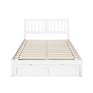 AFI Tahoe Twin XL Size Platform Bed with Foot Drawer & Charging Station in White
