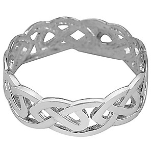 Women's 14k White Gold Celtic Wedding Band Trinity Knot Eternity Ring (8.5)