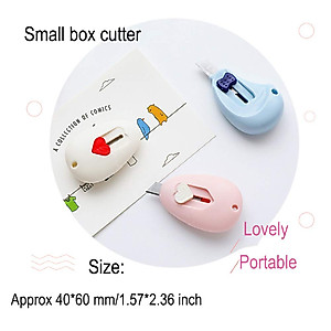 AKOAK 4 Pcs Mini Carry-on Small Box Cutter Durable Paper Cutting Small Knife Cute Sharp Envelope Opening Knife Retractable Utility Knife Suitable for Office and Home Use（random color）
