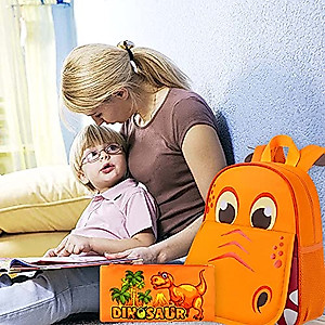 gxtvo Toddler Backpack for Boys, Dinosaur Kids Preschool Bookbag and Lunch Box, 12" Cute Cartoon Animal Schoolbag