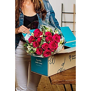 Benchmark Bouquets Signature Roses and Alstroemeria, With Vase (Fresh Cut Flowers)