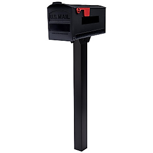 Architectural Mailboxes Patriot Plastic Post Mount Mailbox, Compatibility Code E, GMB505BAM, Black, Medium Capacity
