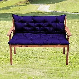 Waterproof Bench Cushion with Backrest, 2 or 3 Seat Swing Replacement Cushions Overstuffed for Garden Patio Furniture Loveseat Swing Outdoor Bench Cushions (39.4*39.4*3.94inch, Navy Blue)