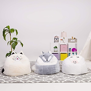 Posh Creations Cute Soft and Comfy Bean Bag Chair for Kids, Large, Animal - White Unicorn