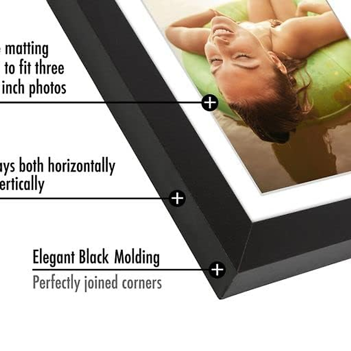 Americanflat 8x20 Collage Picture Frame in Black - Displays Four 4x6 Frame Openings - Engineered Wood Picture Frame with Shatter Resistant Glass, and Includes Hanging Hardware for Wall